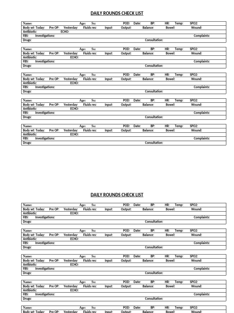 Daily Rounds Checklist | PDF