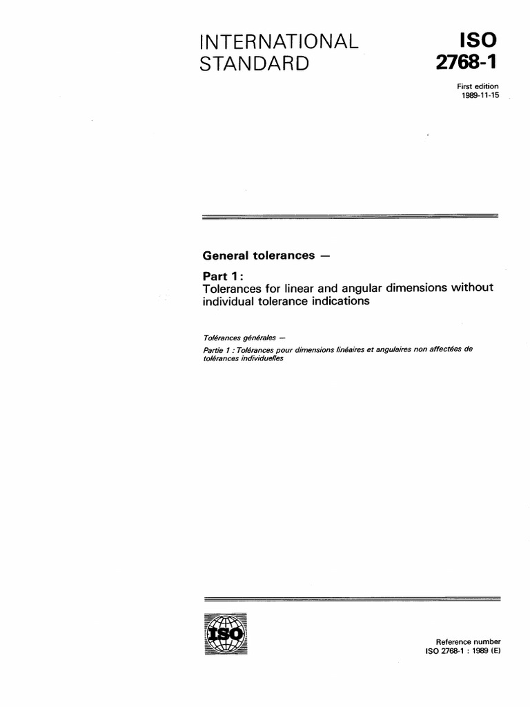ISO2768-1 - Tolerances For Linear and Angular Dimensions Without Individual Tolerance ...