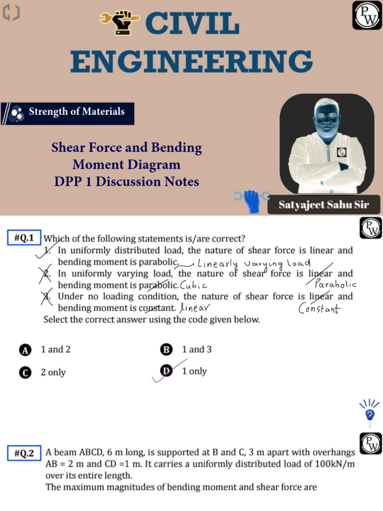 DPP 01 SOLUTION Shear Force and Bending Moment Diagram-Invert | PDF