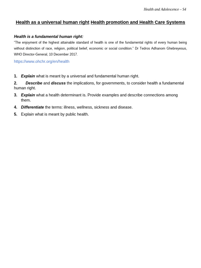 Health As A Universal Right | PDF