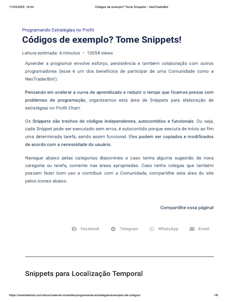 Códigos de Exemplo - Tome Snippets! - NeoTraderBot | PDF | Informática