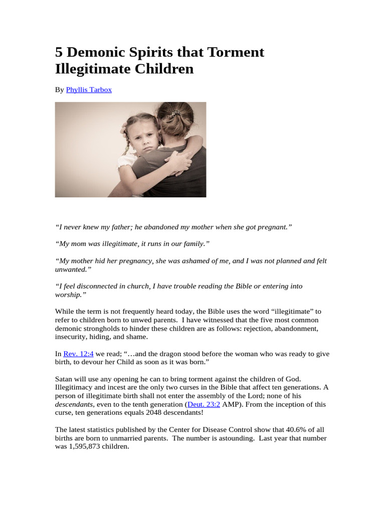 5 Demonic Spirits That Torment Illegitimate Children | PDF | Legitimacy ...