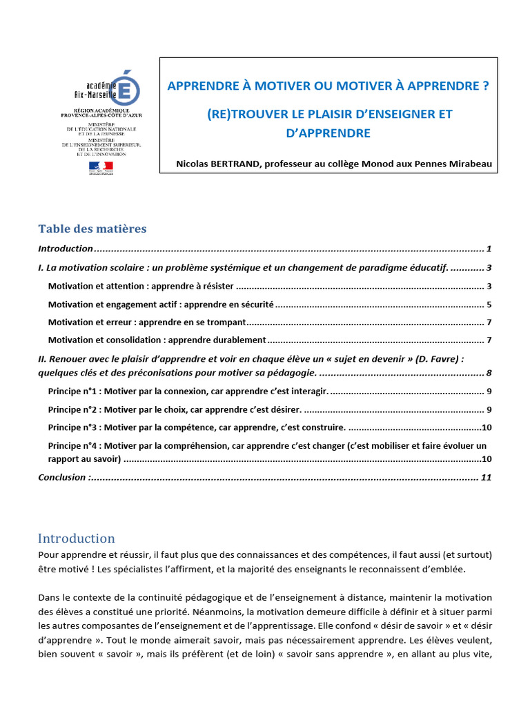 Stratégies pour Motiver les Élèves | PDF | Motivant | Motivation