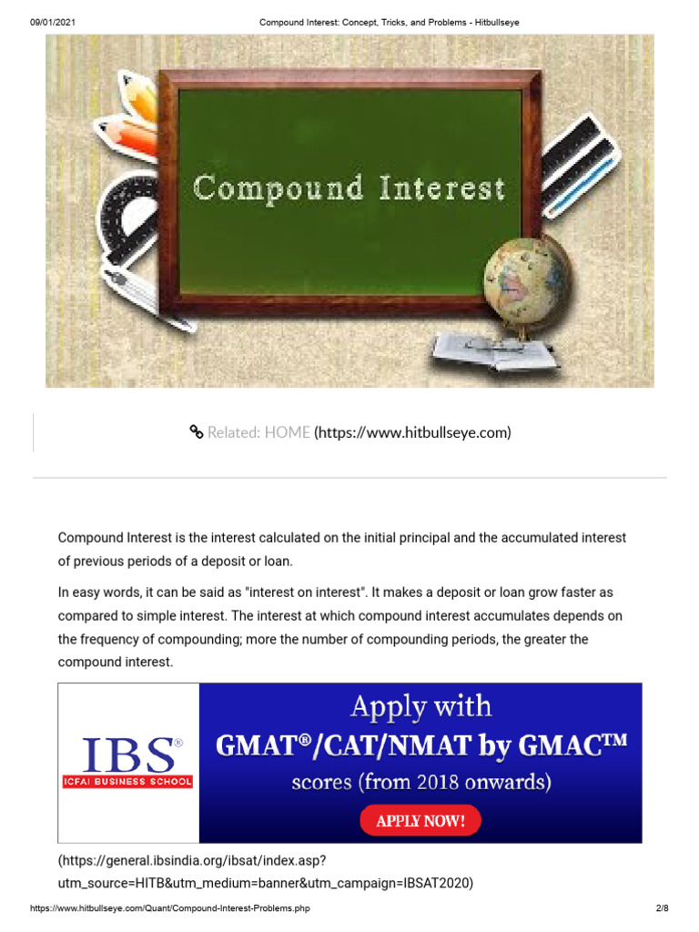 Compound Interest - Concept, Tricks, and Problems - Hitbullseye | PDF ...