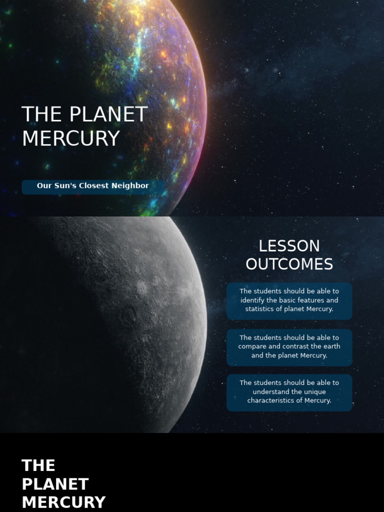 The Planet Mercury Education Presentation in Dark Blue and Gray ...