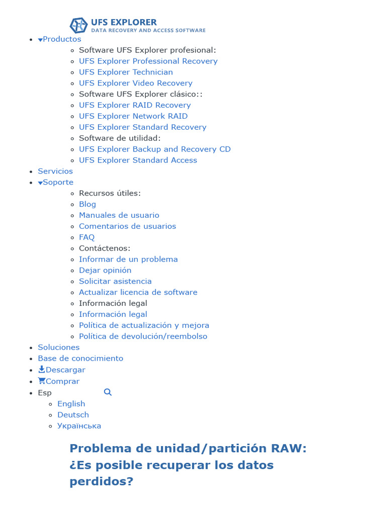 Problema de Unidad o Partición RAW - Motivos y Soluciones | PDF ...