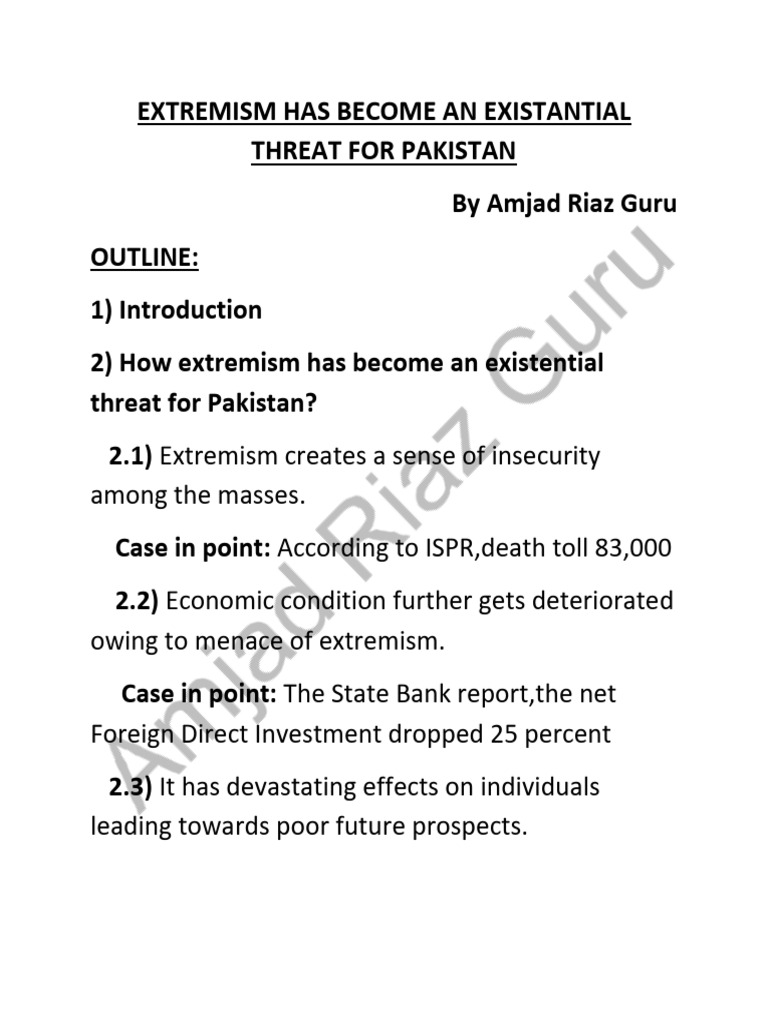 Extremism Outline-Amjad Riaz Guru - Watermark | PDF