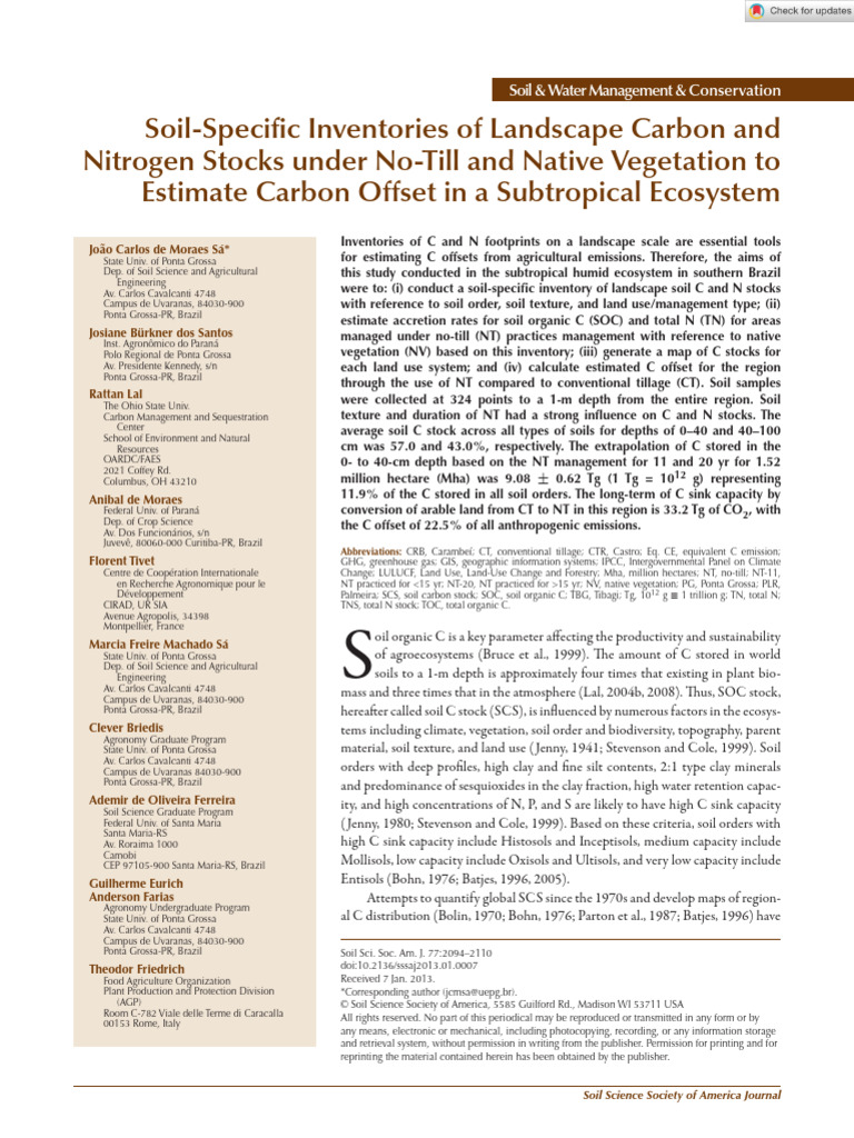 Soil Science Soc of Amer J - 2013 - Moraes Sá - Soil Specific ...