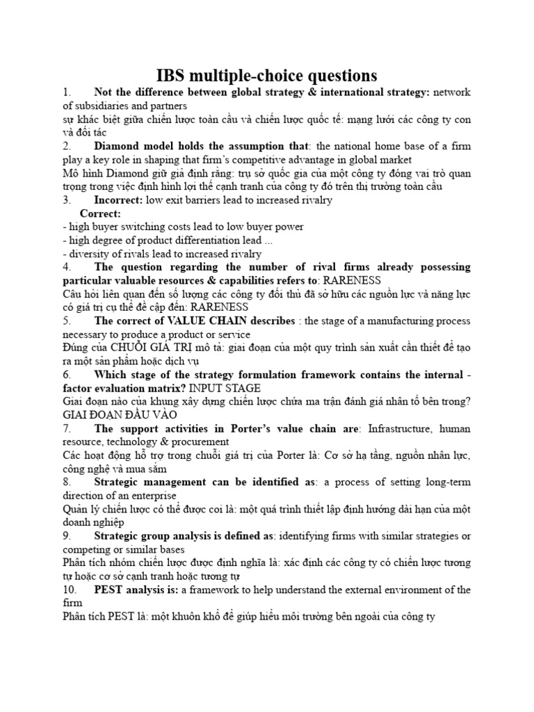 IBS Multiple-choice Questions | PDF