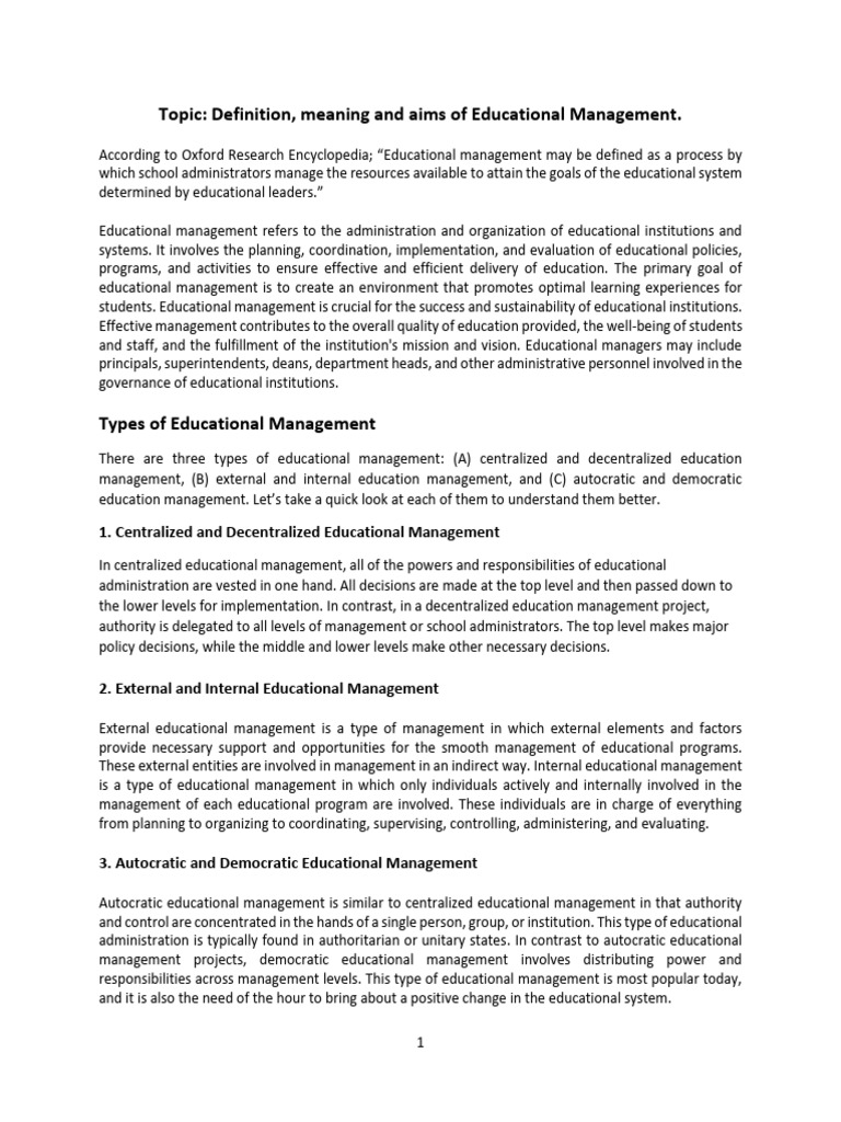 Understanding Educational Management | PDF | Educational Technology ...