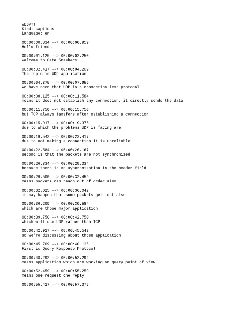 Lec-71 Advantages of UDP Protocol Over TCP Transport Layer - en | PDF | Transmission Control ...