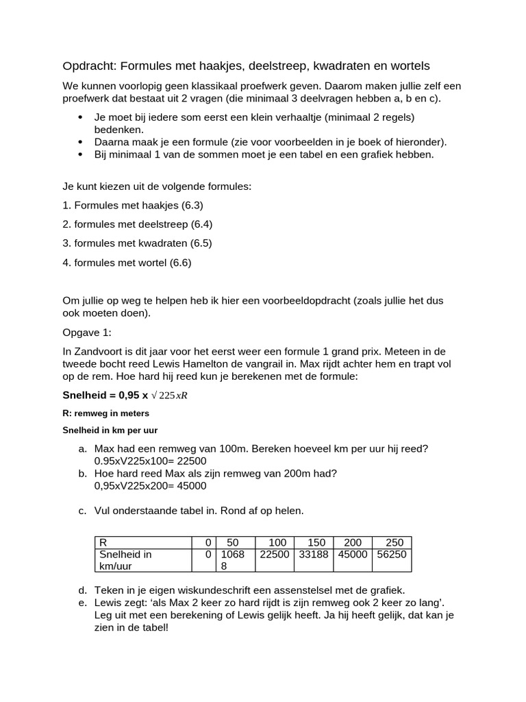 Kopie Van Opdracht Formules | PDF