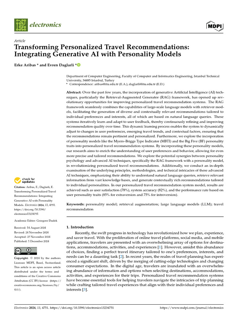 Transforming Personalized Travel Recommendations I | PDF | Personality ...