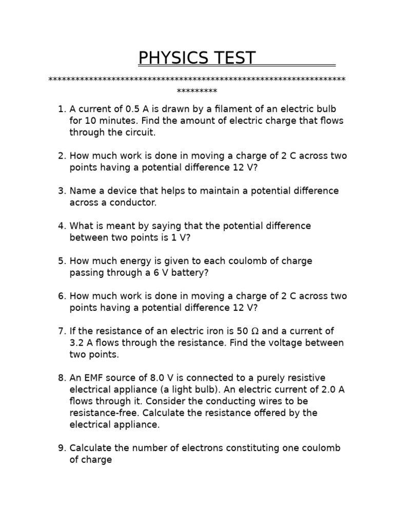 Physics Test | PDF