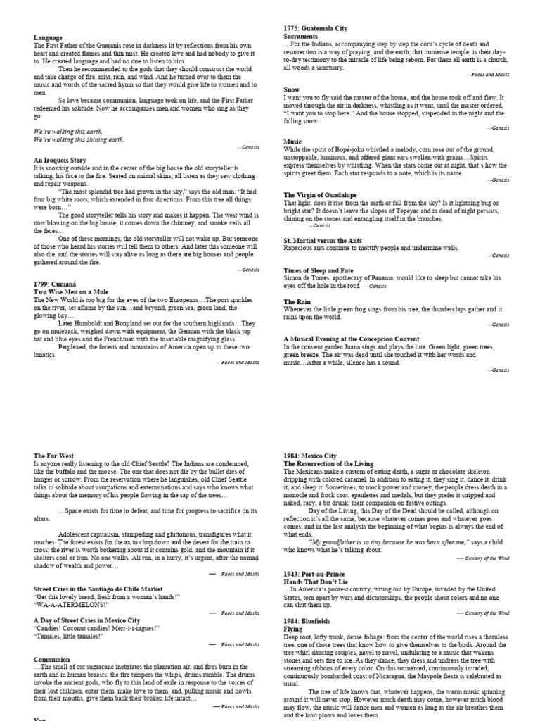 Galeanoparts Memory of Fire | PDF