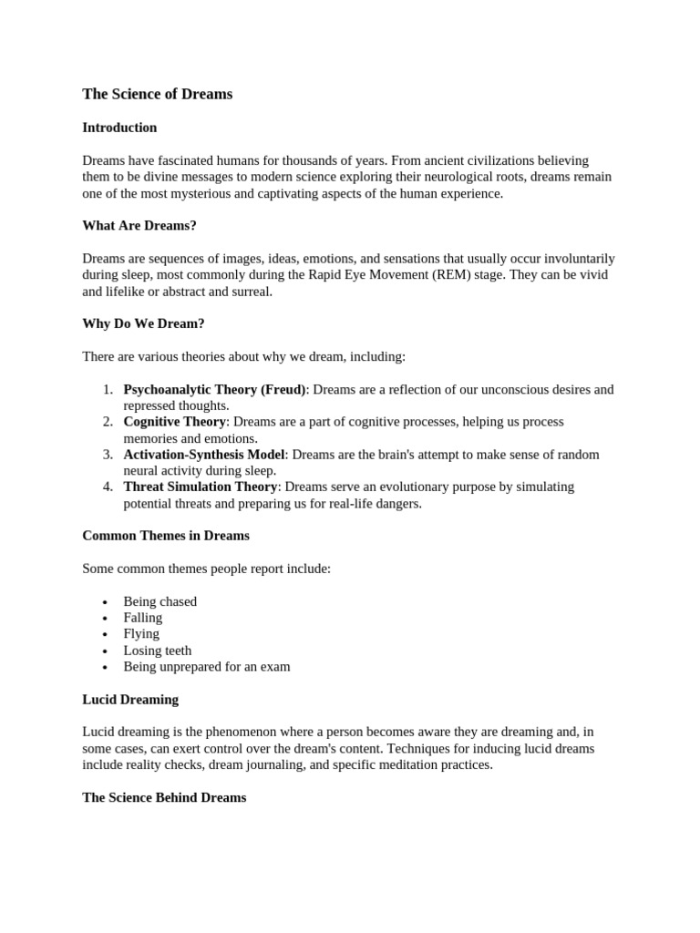 The Science of Dreams | PDF