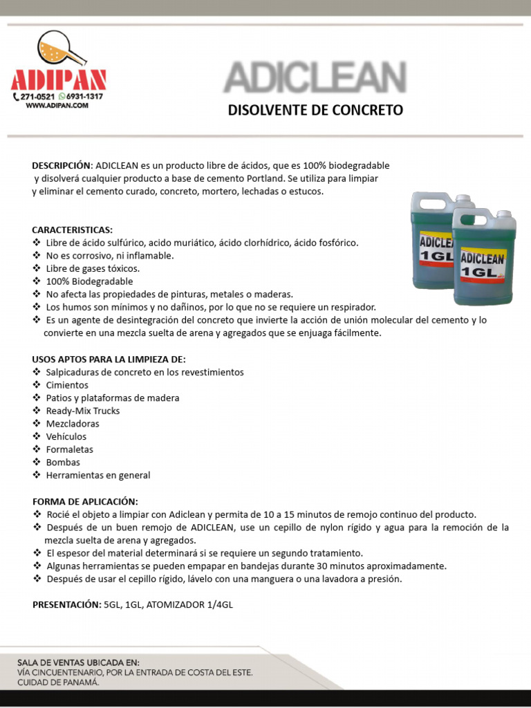 Adipan-Adiclean. | PDF | Hormigón | Cemento
