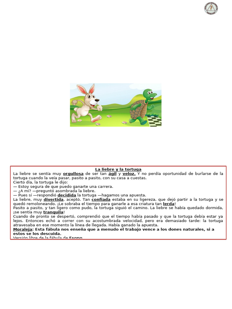 Fábulas y Moralejas en Clase | PDF | Fábula | Hormiga
