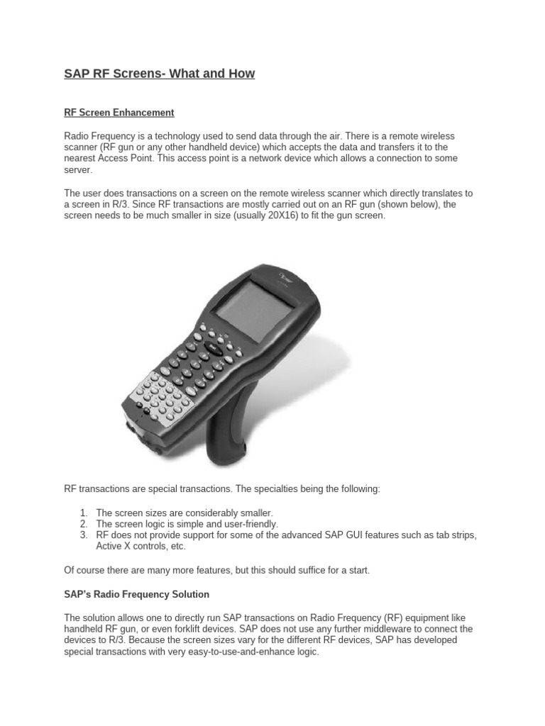 SAP RF Screens - What and How | PDF | Menu (Computing) | Computing