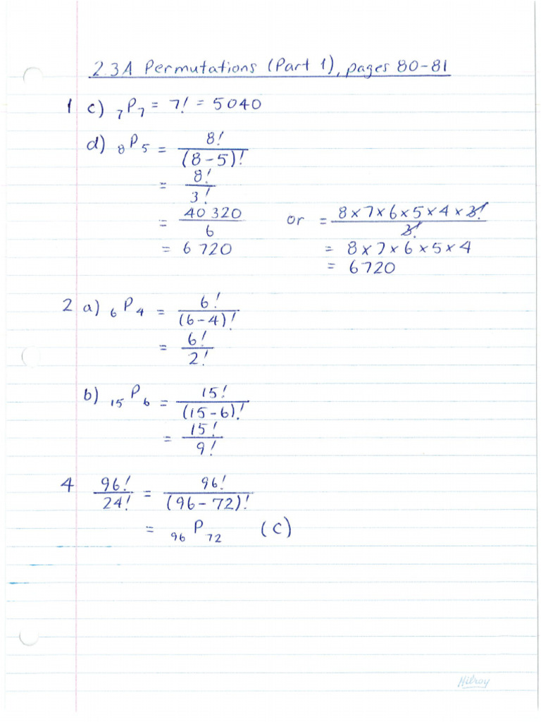 2.3A Textbook Answers, Pages 80-81, 1cd, 2ab, 4, 5 | PDF