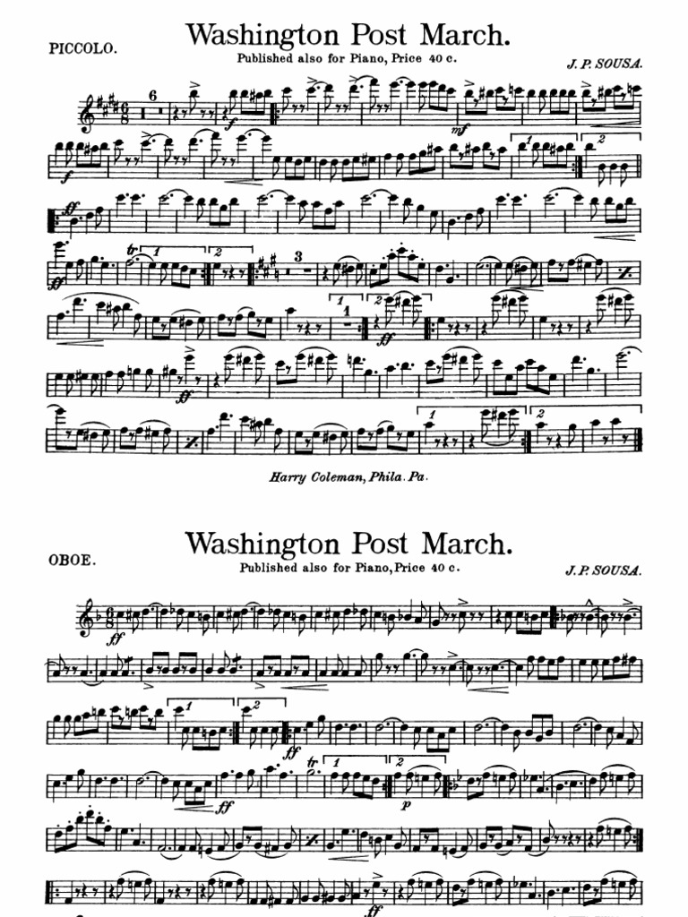 Sousa John Philip The Washington Post Complete PDF | PDF