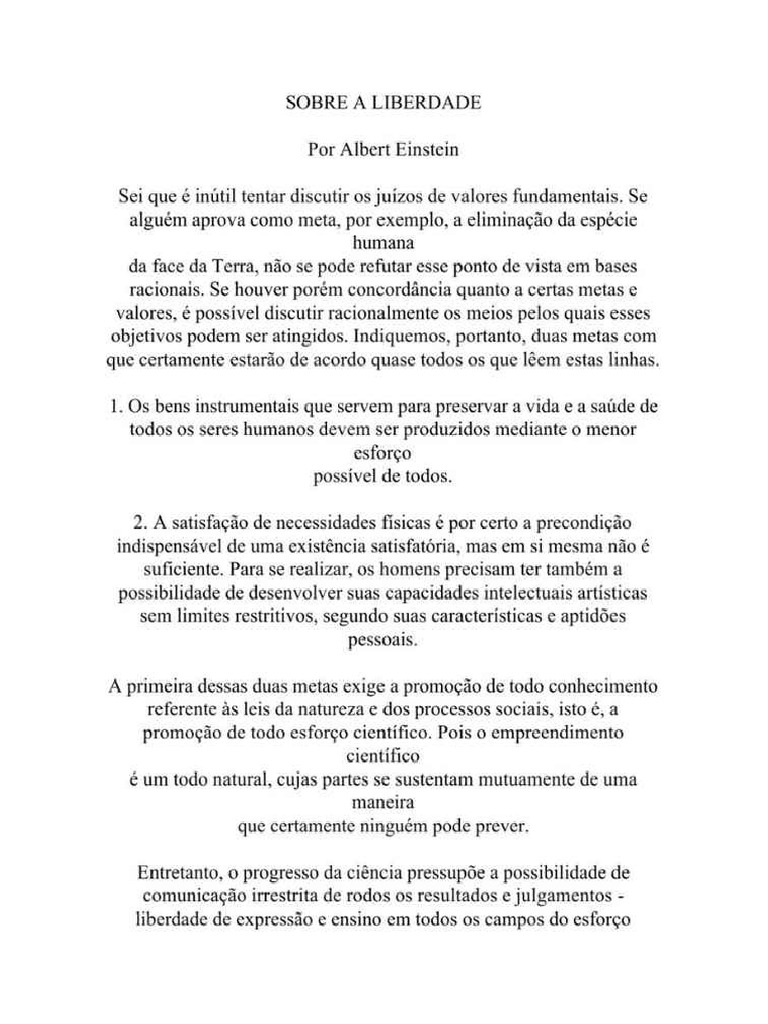 Albert Einstein - Sobre A Liberdade | PDF | Liberdade | Science