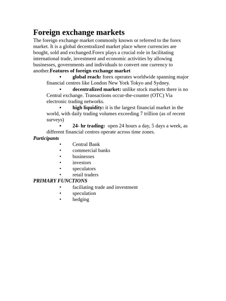 Foreign Exchange Markets | PDF