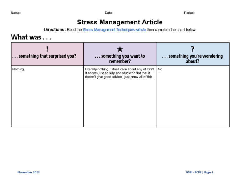 Stress Management Article | PDF