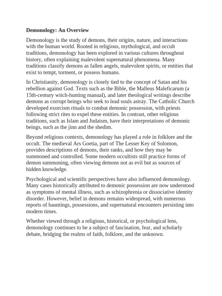 Overview of Demonology Studies | PDF