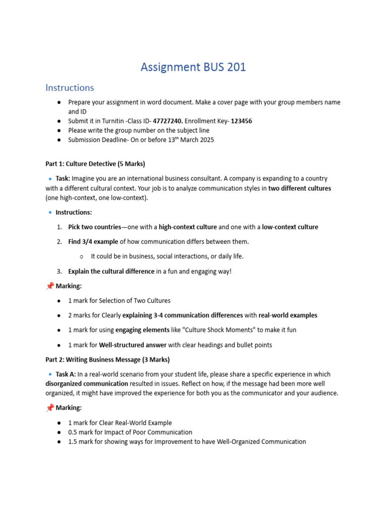 Assignment BUS 201 SPRING 2025 | PDF