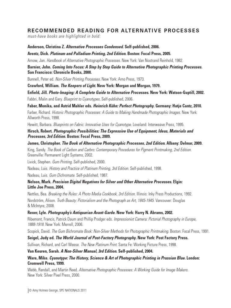 Amy Holmes George AA - Recommended Reading For Alternative Processes ...