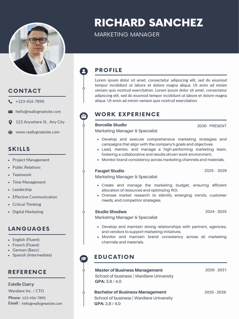 Blue and Gray Simple Professional CV Resume | PDF | Marketing ...