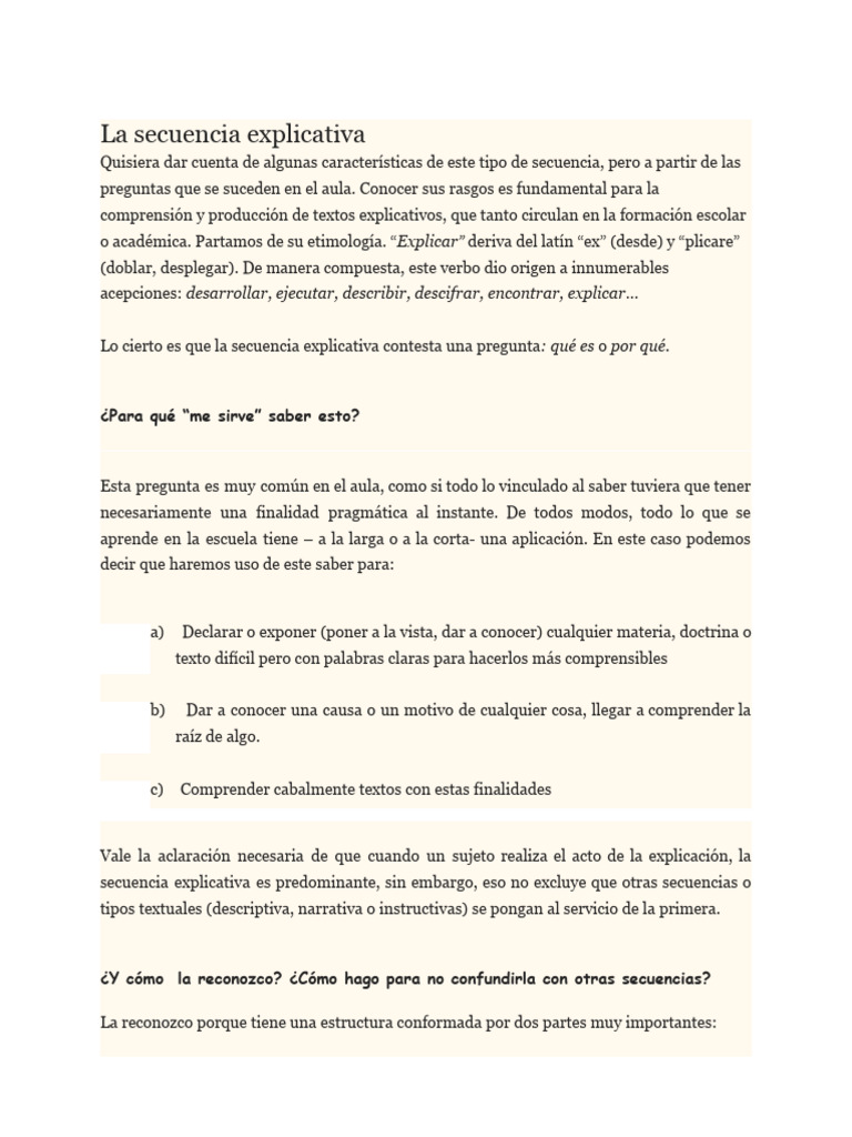 Características de la secuencia explicativa | PDF