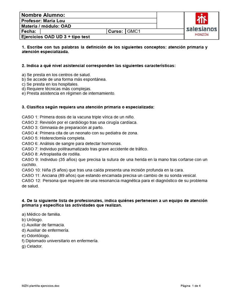 Ejercicios OAD UD3 | PDF | Hospital | Medicina