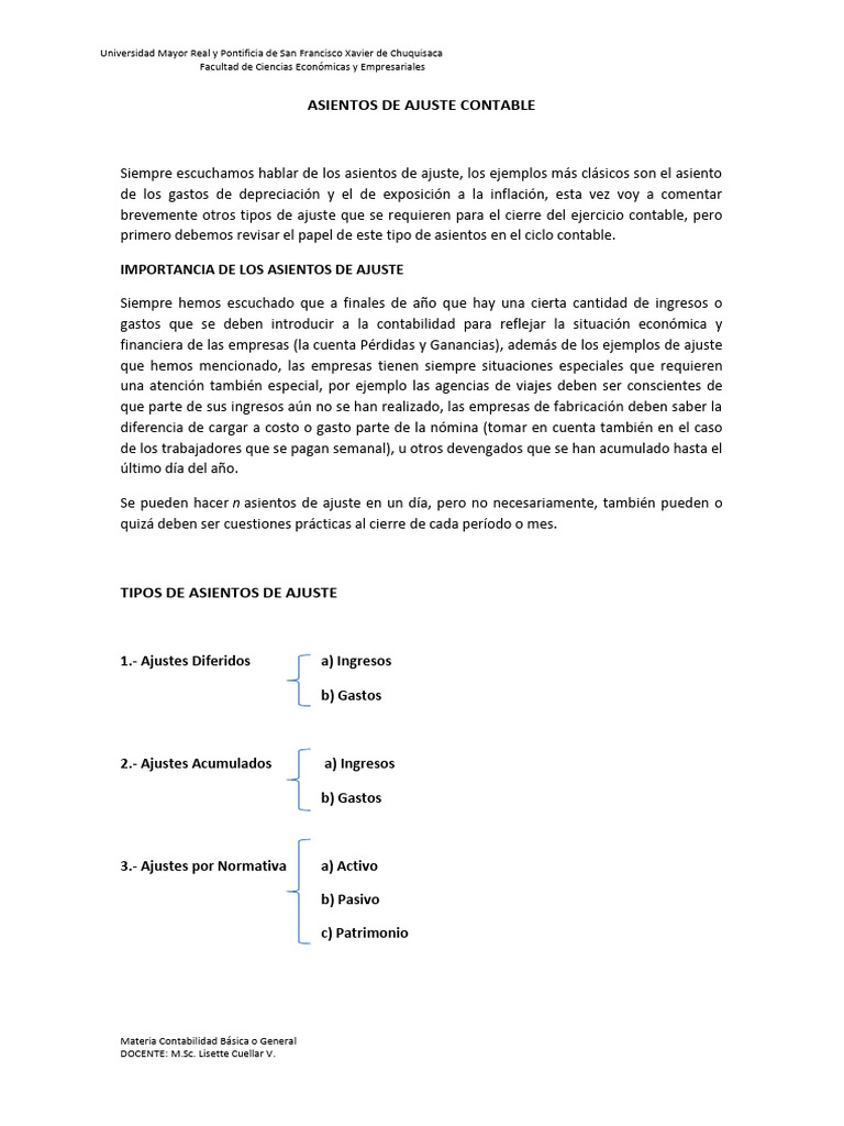 Asientos de Ajuste | PDF | Contabilidad | Depreciación