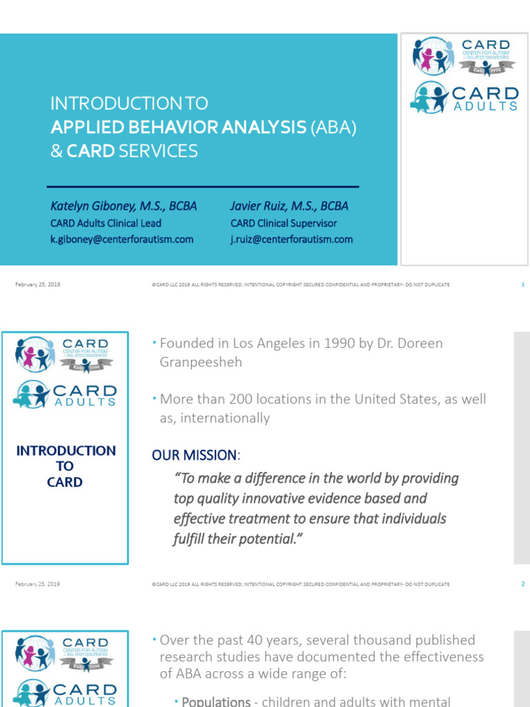 Intro To ABA and Card Services | PDF | Learning | Psychological Theories