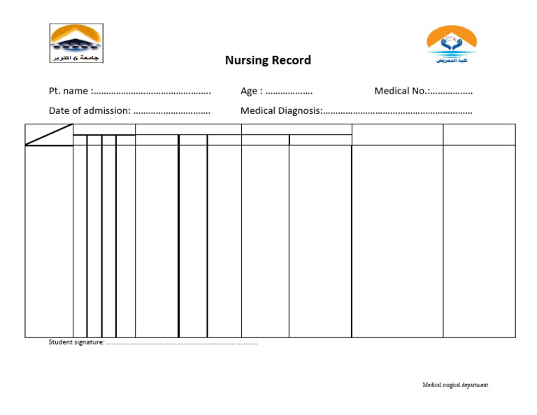 Nursing Record Template for Patients | PDF
