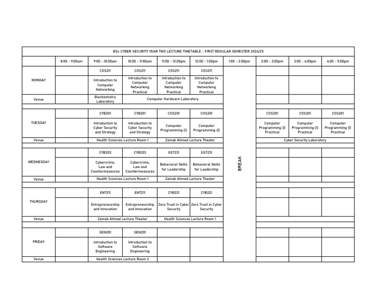 Cyber security timetable yr2 | PDF | Computer Security | Security