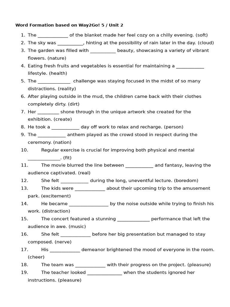 Word Formation Way2Go5 Unit 2 | PDF
