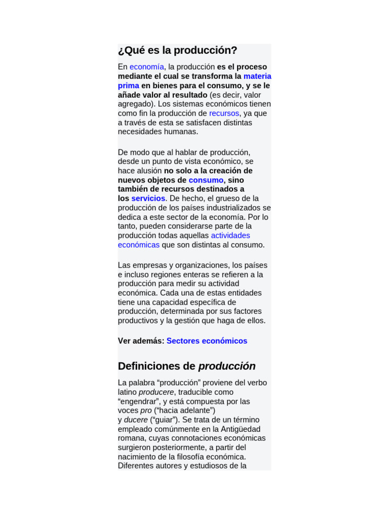 Concepto de Producción en Economía | PDF | Bienes | Ciencias económicas