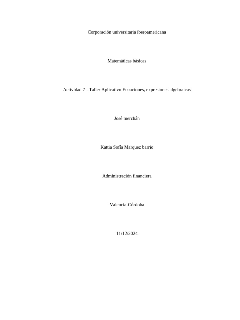 Actividad 7 Matematicas Basicas | PDF