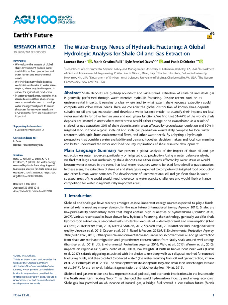 Water-Energy Nexus in Shale Extraction | PDF | Groundwater | Natural Gas