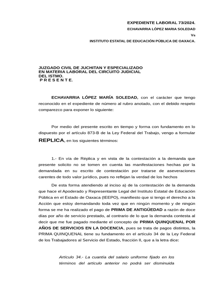 Expediente Laboral 73 Replica | PDF | Derecho laboral | Salario
