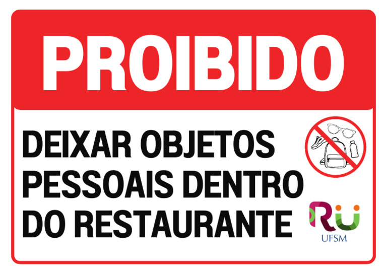 PLACA Proibido Deixar Objetos Pessoais | PDF