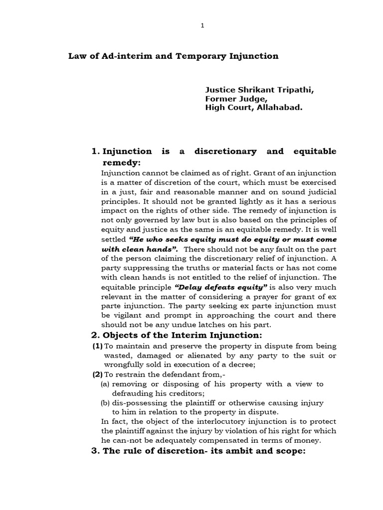 Ad-Interm and Temporary Injunction | PDF | Legal Remedy | Equity (Law)