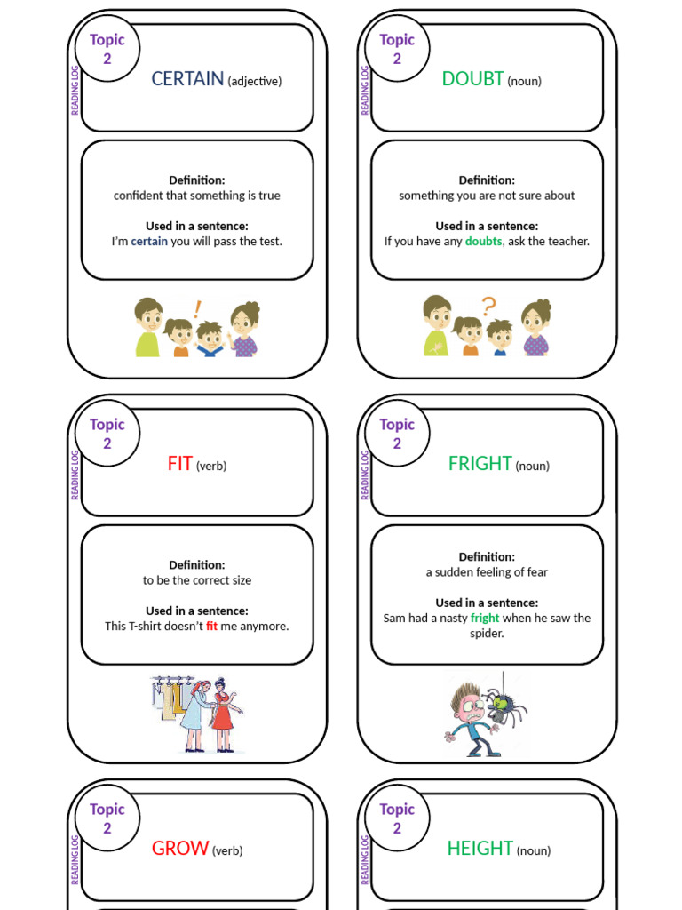 RL Topic 2 Spelling Bee cards | PDF | English Language | Verb