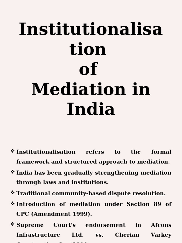 Institutional Mediation in India | PDF