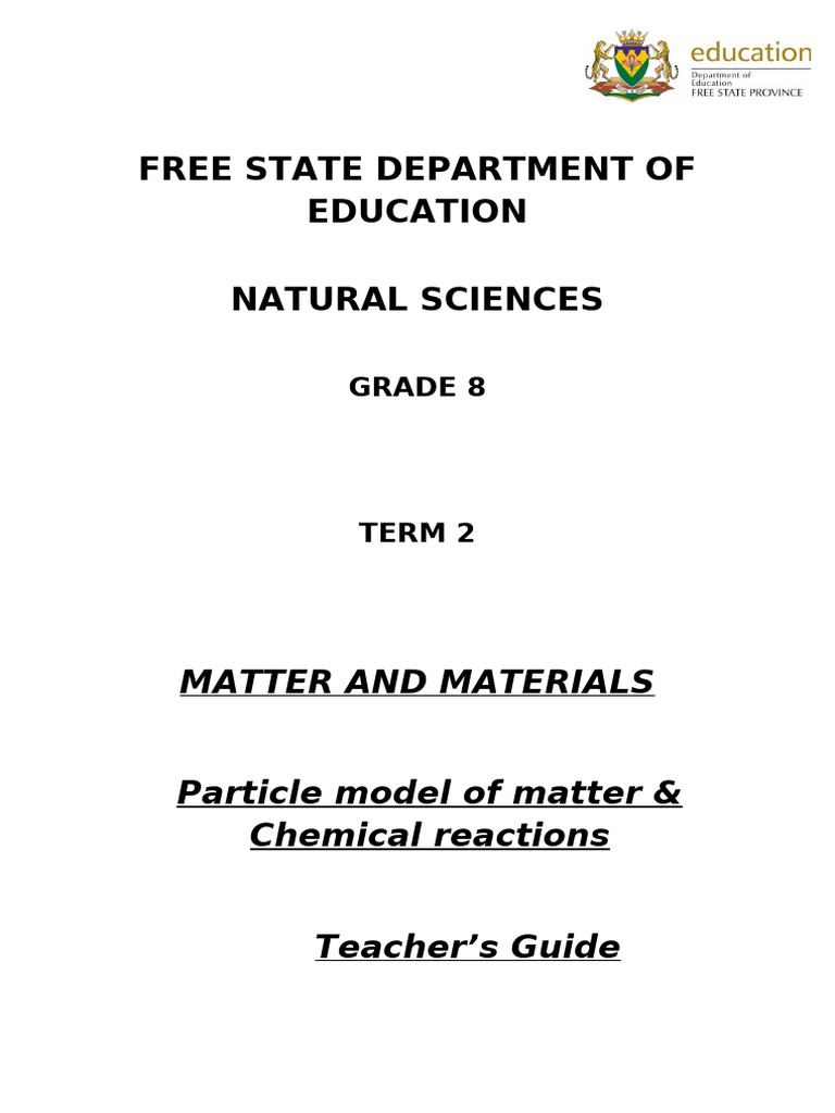 GR 8 NS Particle Model of Matter TG 1464846435 | PDF | Matter | Gases