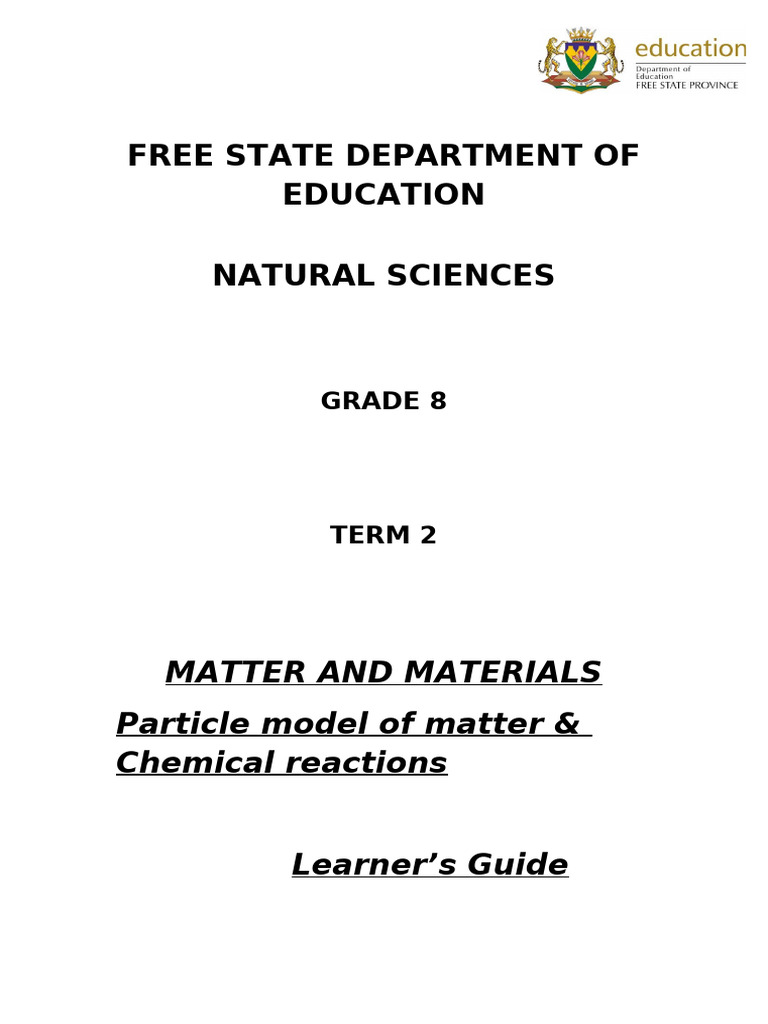 GR 8 NS Particle Model of Matter LG 1464846382 | PDF | Matter ...