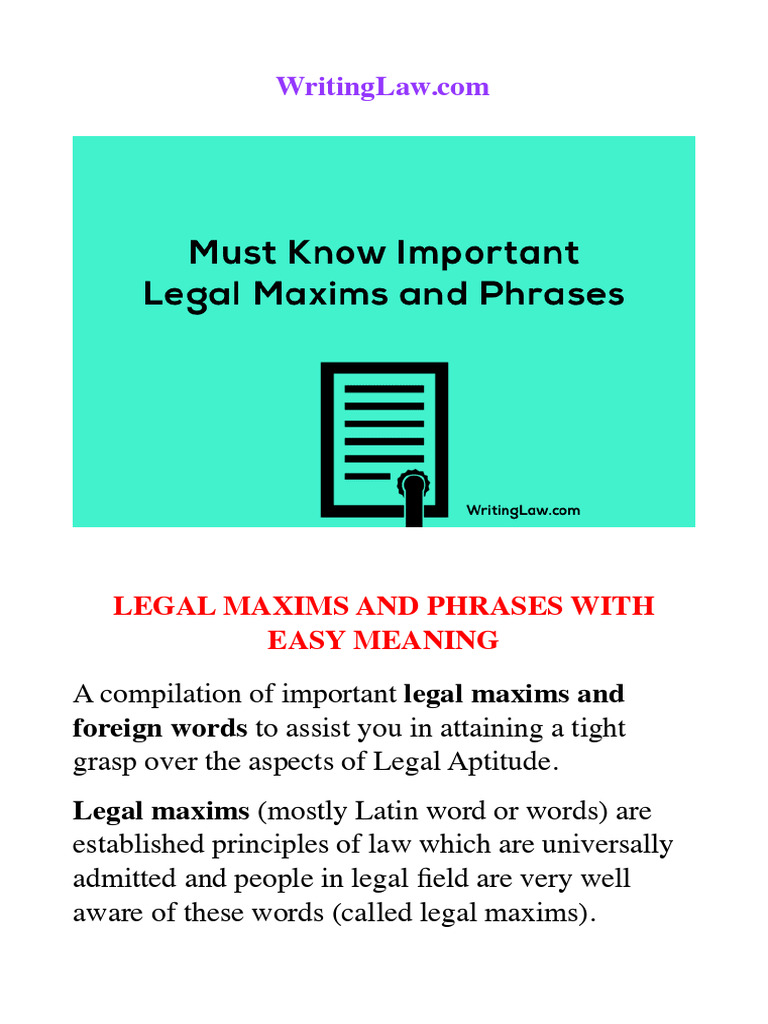 Essential Legal Maxims Explained | PDF | Ex Post Facto Law | Crimes